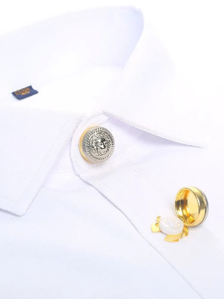 Накладки декоративные клипсы для пуговиц, Металлические запонки в виде львиной головы, Пуговицы для одежды,2 шт