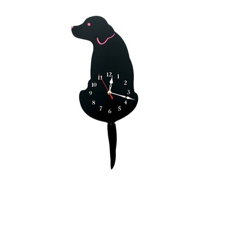 Акриловые черно-белые часы с изображением собаки, простые маятниковые часы для учебы, спальни, гостиной, настенные часы для украшения стены.