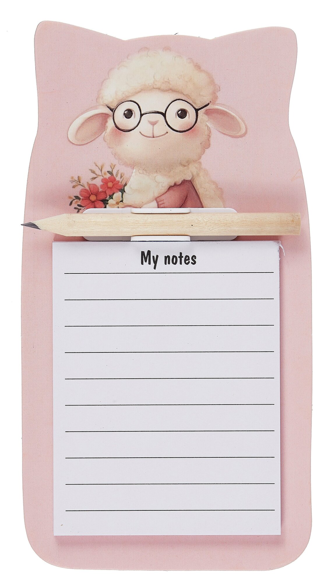 Блок для записей 90*170 40 листов, "Овечка" с карандашом, на магните