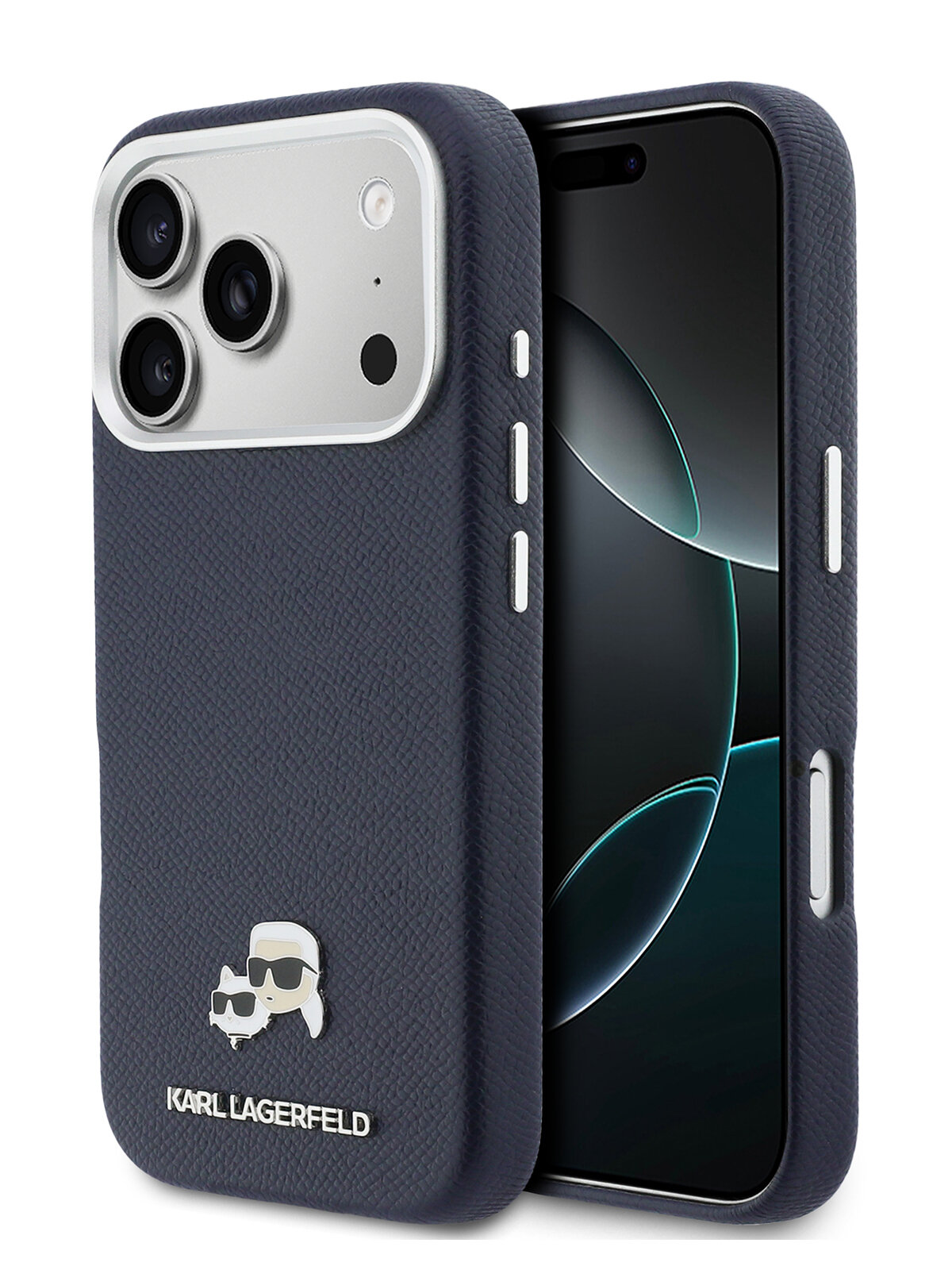 Чехол Karl Lagerfeld на iPhone 17 Pro Max, с магнитами MagSafe, из экокожи PU Saffiano, синий