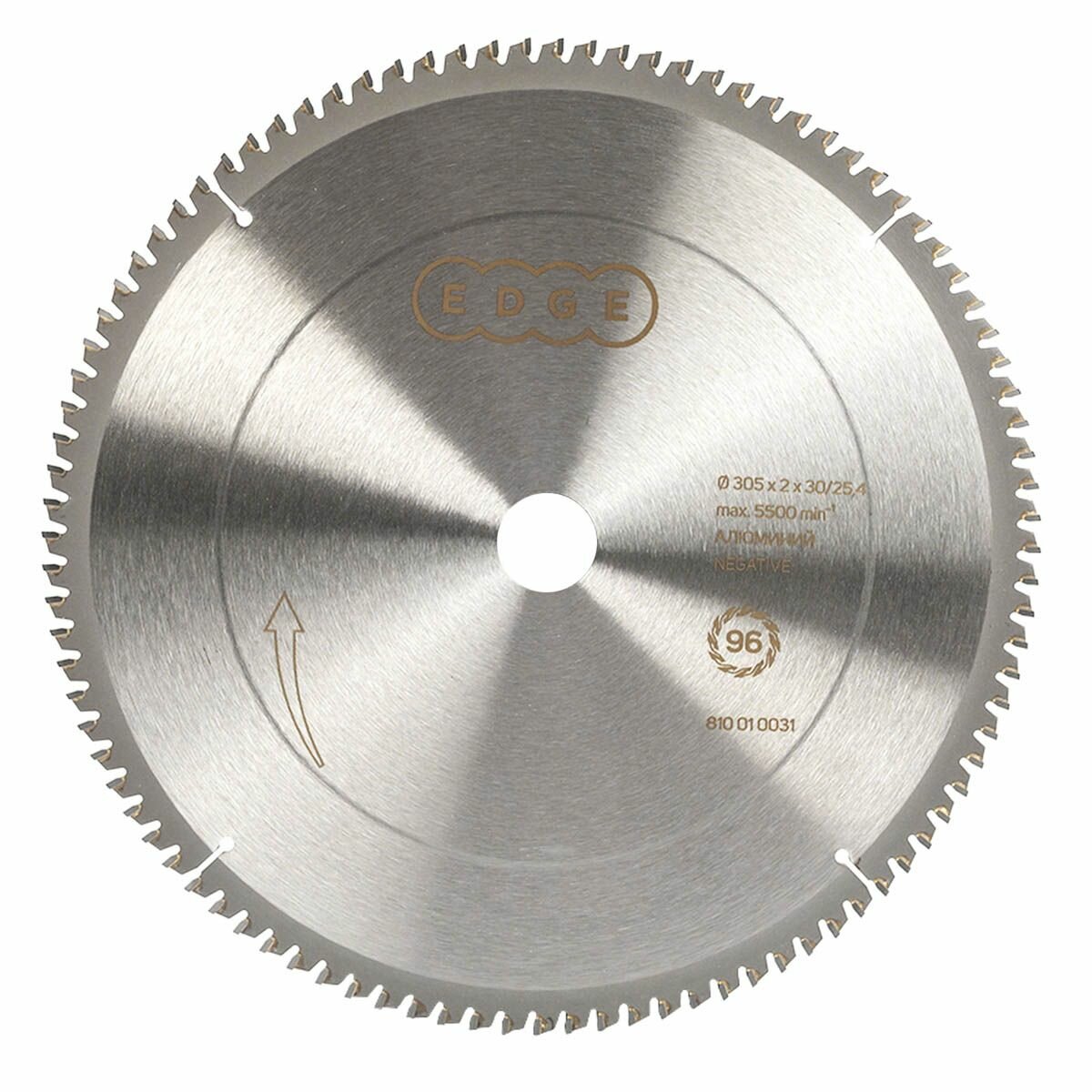 Диск пильный PATRIOT По алюминию, количество зубьев 96 штук, посадочный размер 305х30х25,4 мм 810010031