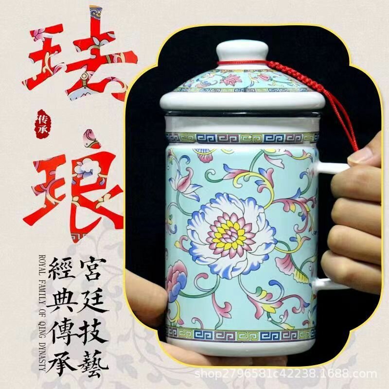 Винтажная эмалированная кружка с крышкой и фильтром, офисная старая кадровая утолщенная небьющаяся высококачественная чайная кружка, железная банка, фарфоровая кружка для воды