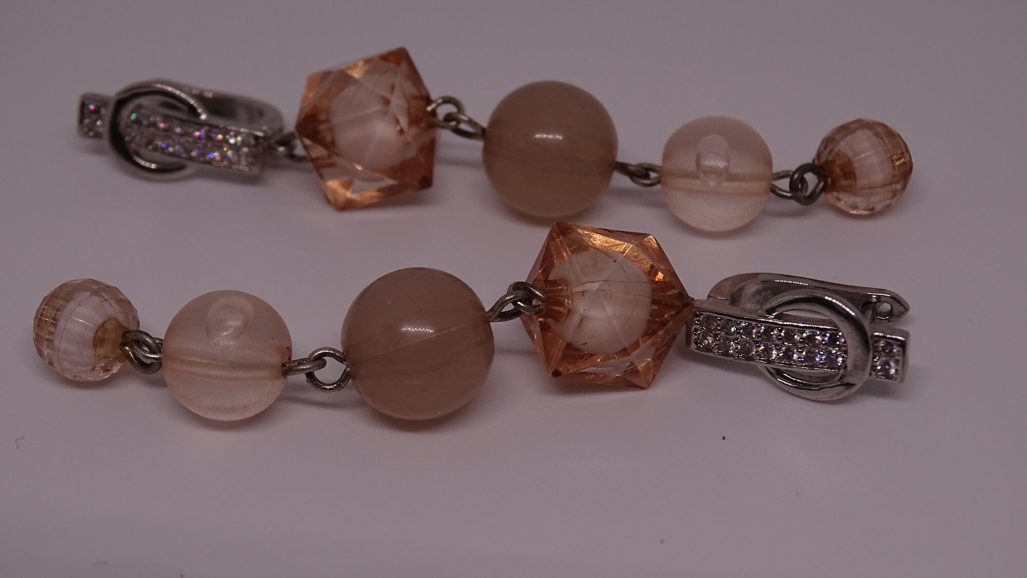 Серьги с подвесками, фианит