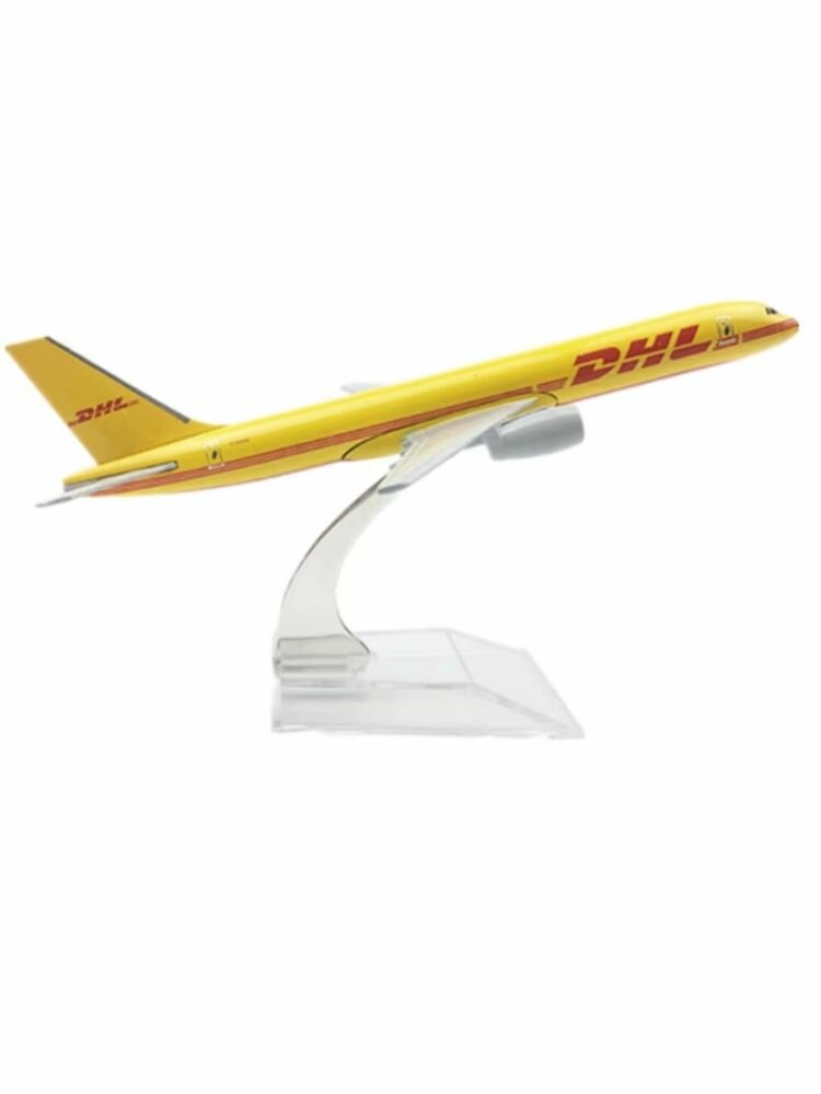 Металлическая модель самолёта B757 DHL 16 см — новая, на пластиковой подставке, для коллекции и декора в подарок