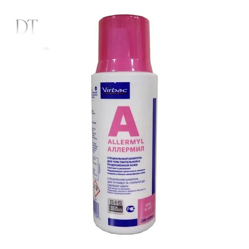 Virbac Allermyl Шампунь для кошек и собак для чувствительной и раздраженной кожи 200мл — фото 1