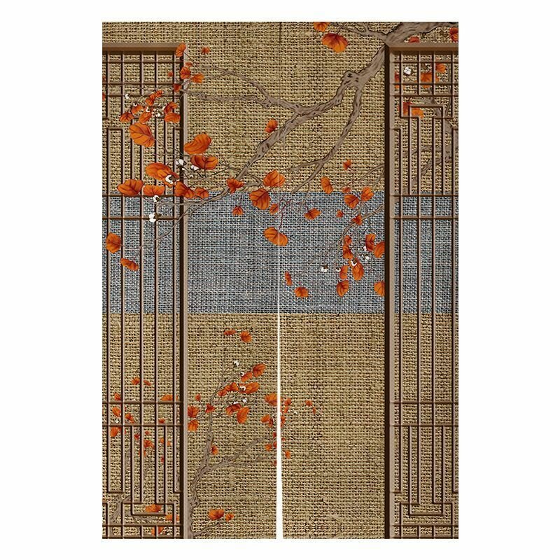 Китайская занавеска в стиле дзен для декора спальни и гостиной, перегородка для входа, подвесная занавеска для чайной комнаты, тканевая занавеска без сверления, изготовление на заказ.