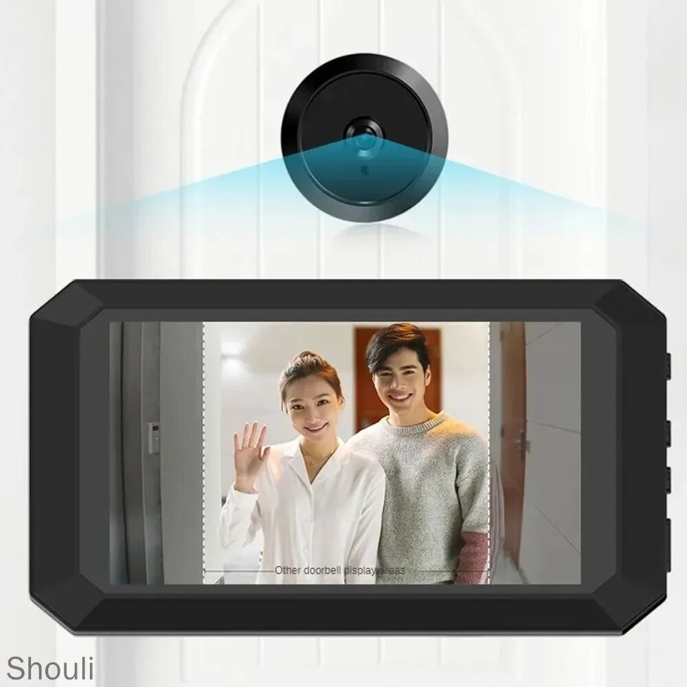 Скрытый видеоглазок 3.97 дюйма с премиум ночным видением и аккумулятором 1400 мАч