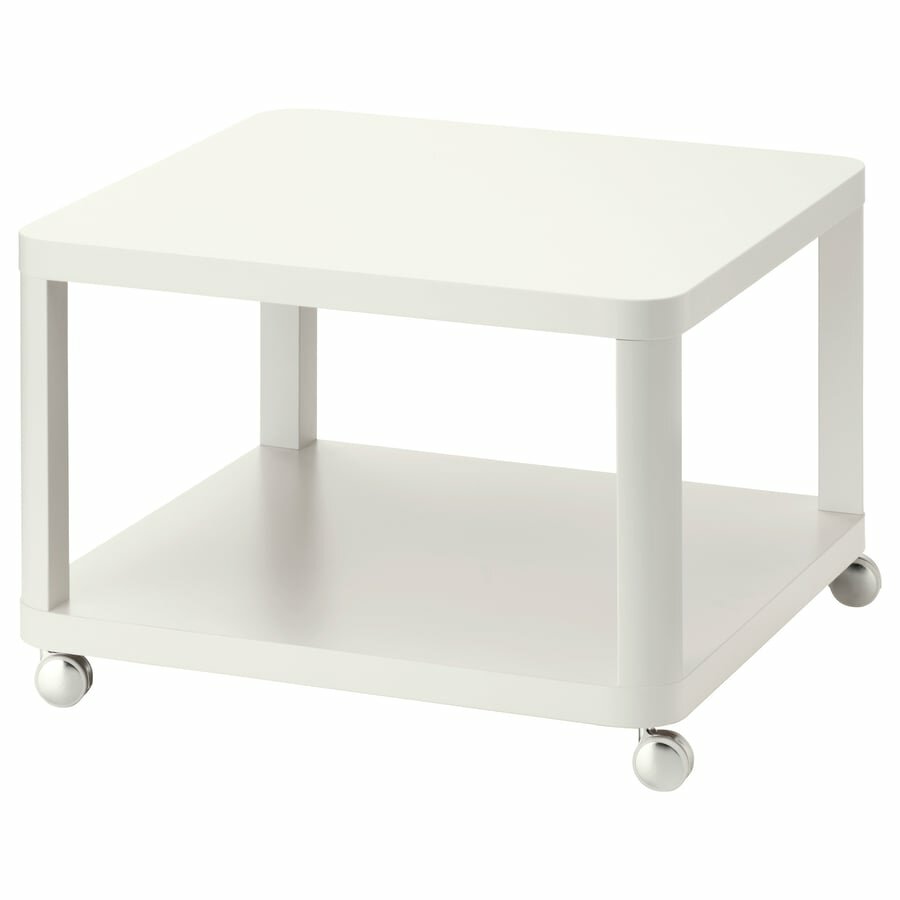 Журнальный столик на колесиках IKEA TINGBY, цвет белый 64x64 см, 202.959.25