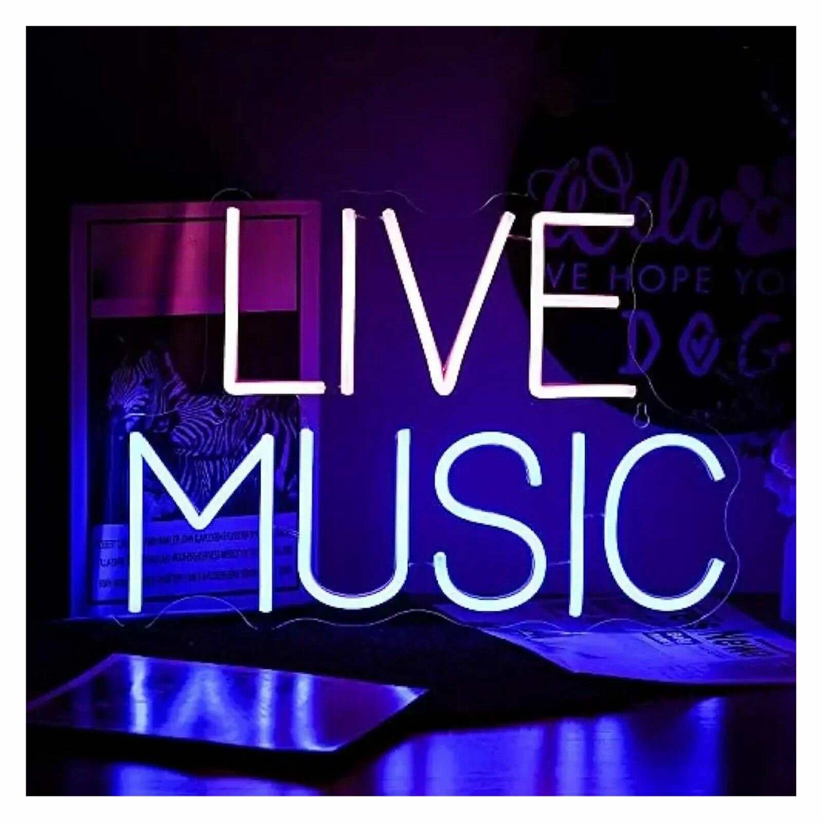 Live Music Декор Стен Неоновой Вывеской 40смx28см