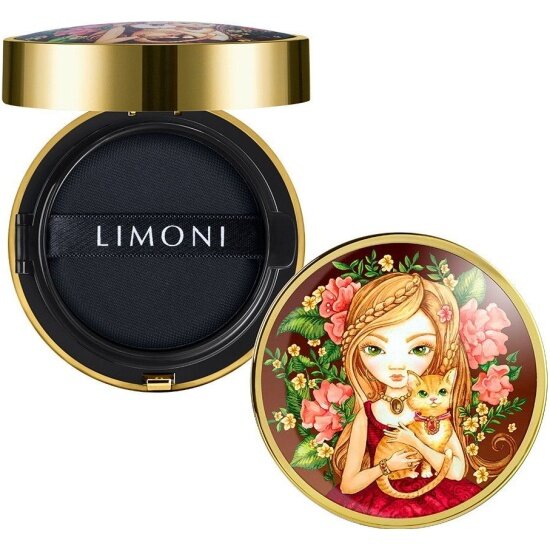 Тональный флюид кушон Limoni All Stay Cover Cushion SPF 35 / PA++ Animal Princess тон 02 Medium