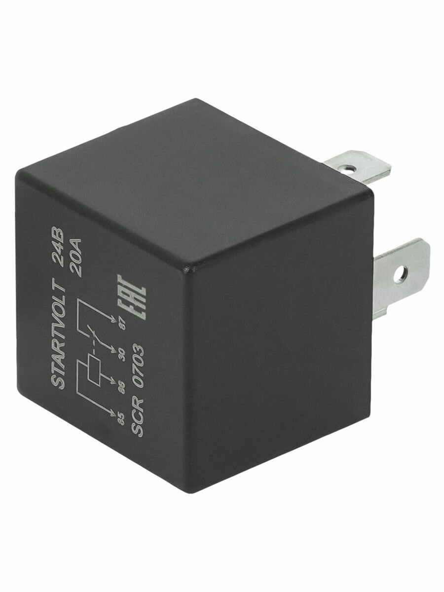 Реле 4 контакта, 24V, 20A (без кронштейна, без резистора), StartVolt SCR 0703 для КАМАЗ, МАЗ, БЕЛаз