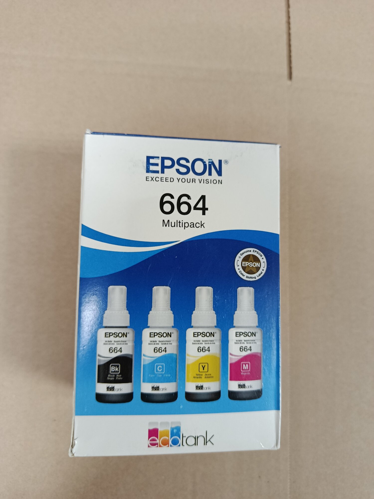 Набор чернил для Epson L100 T6641/T6642/T6643/T6644, в упаковке, оригинал