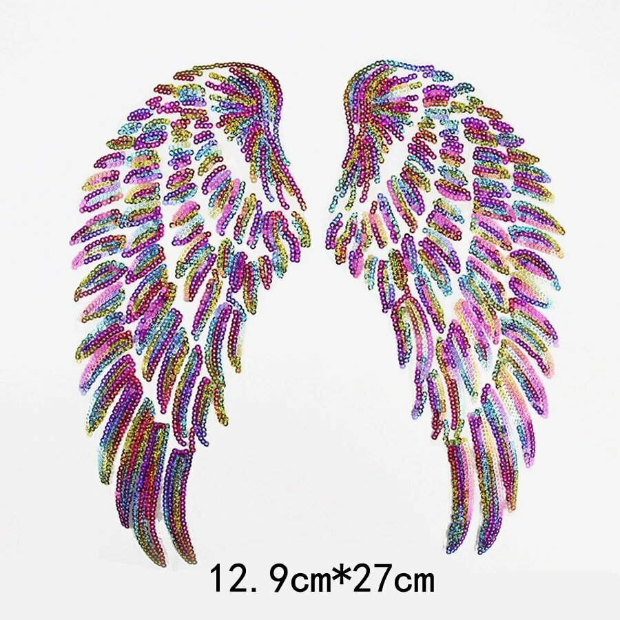 Термоклейкие нашивки крылья ангела с блестками Фиолетовый, BU196-21 Middle