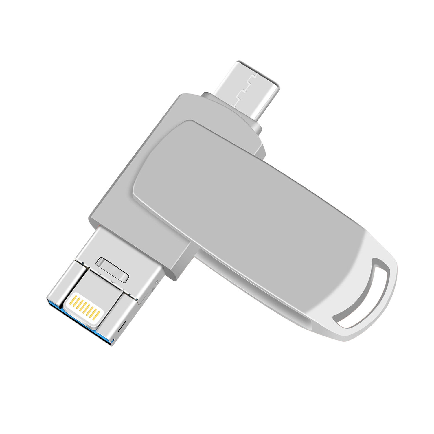 Накопитель USB OTG Type C, Серебристый 2 терабайт, скорость до 100MB/s, серебристый
