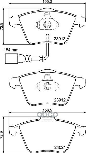 Колодки тормозные VW Golf (09-12) AUDI A3 (03-12) передние (4шт.) MINTEX Mintex арт. MDB3183