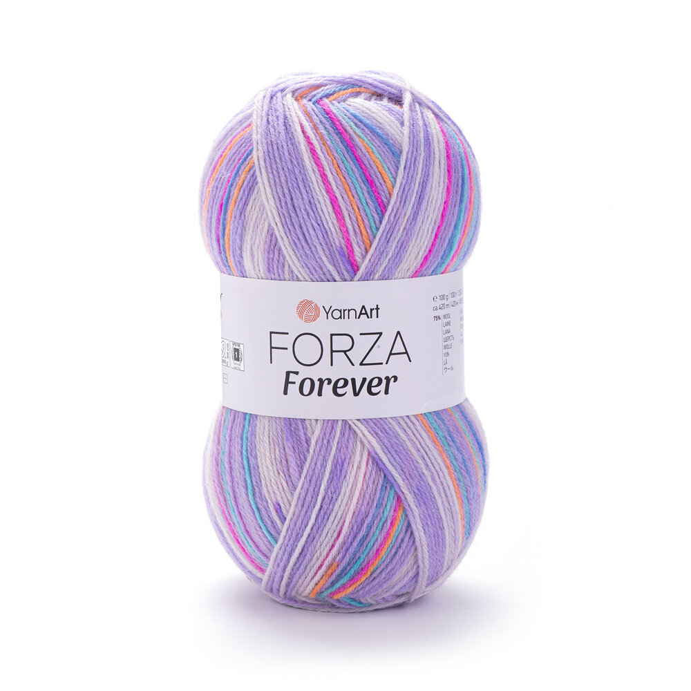 Пряжа для вязания YarnArt Forza Forever 2712 сиреневый оранжевый малиновый 100 гр/420 м 75% шерсть, 25% полиамид