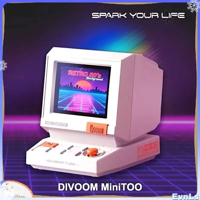 DIVOOM MiniTOO Ретро портативная колонка, белого цвета