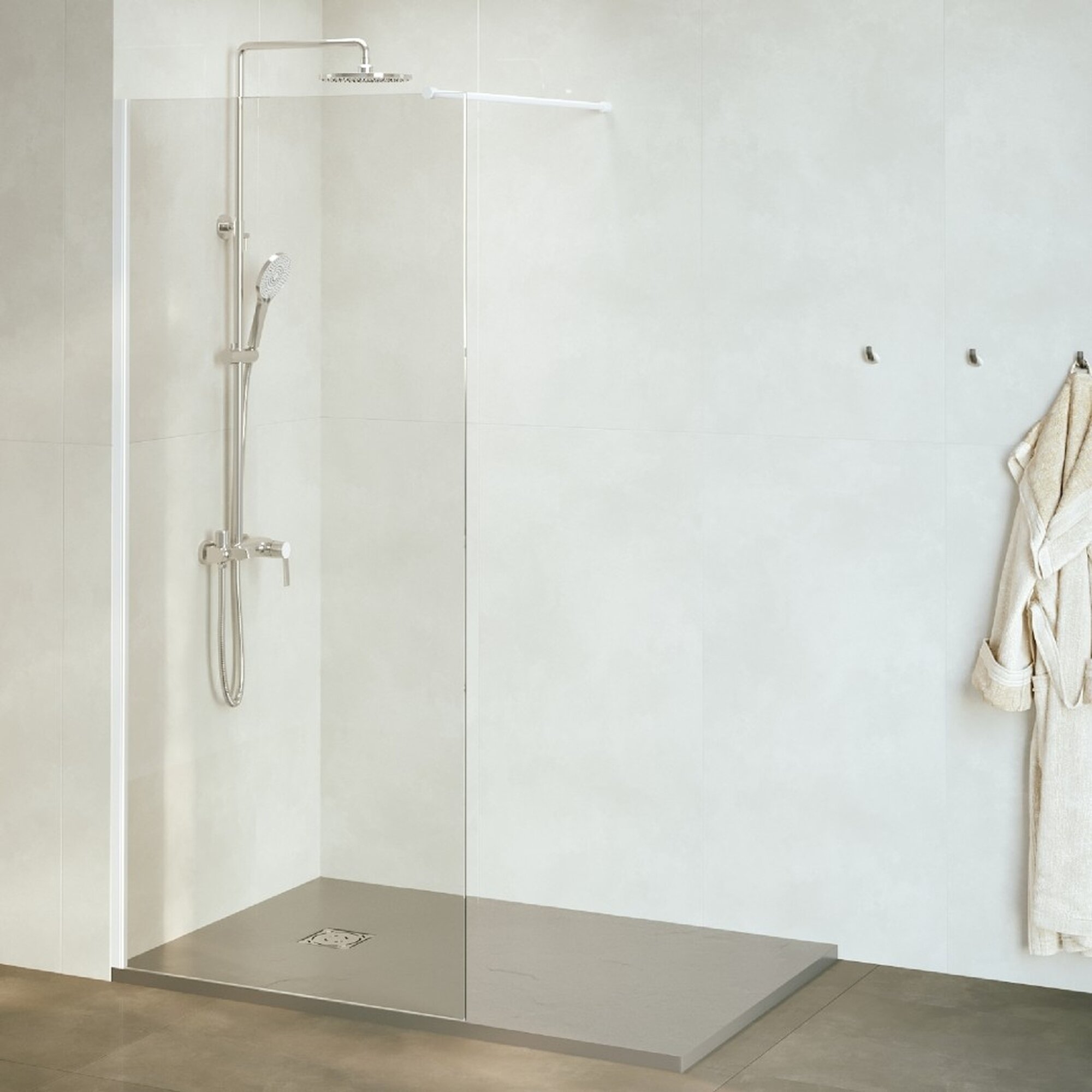 Душевая перегородка RGW Walk In WA-002W, прозрачная, алюминий, белая