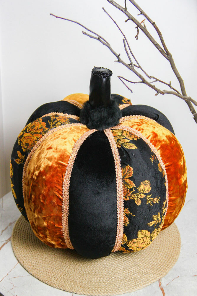 Декоративная фигура тыква брокар, текстиль, 31 см, Винтер Деко (Winter Deco) 1135247