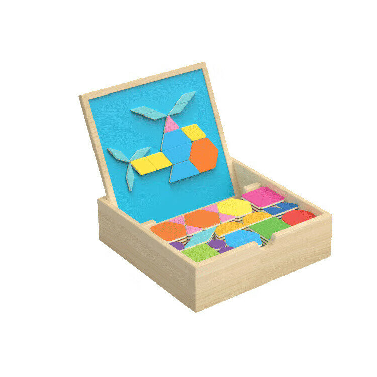 COODORA Магнитная головоломка Танграм для детей 3-6 лет с кейсом Цвет：Комплект магнитной головоломки Танграм 126 деталей