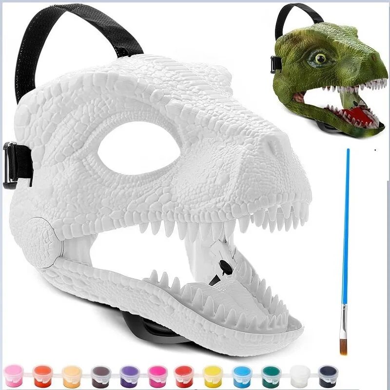 Пластиковая маска-динозавр для росписи со звуковыми эффектами и батарейками