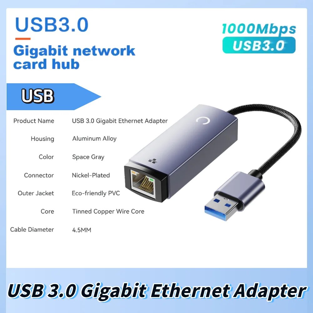Ethernet адаптер FDBRO USB 3.0/2.0 Type-C USB3.0 1000Mbps