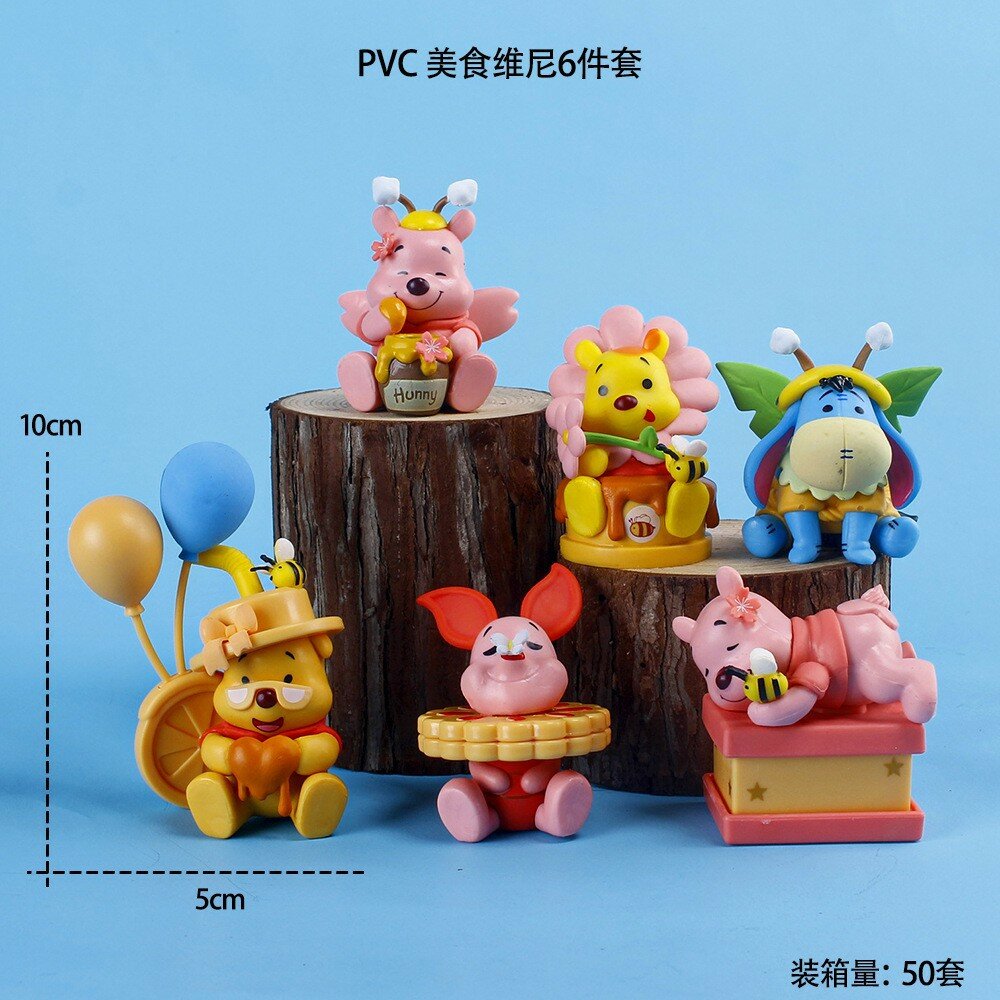 Фигурки Пятачка и Тигра в твердом исполнении (Q-версия), детские украшения для тортов в виде мультяшных персонажей, игрушки-гашапоны в закрытых коробках, фигурки тигра и свиньи.