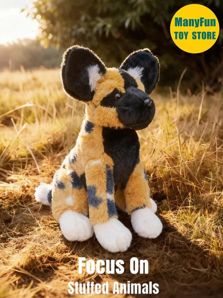 Реалистичная мягкая плюшевая игрушка Гиеновидная собака, Африканская дикая собака, гиена