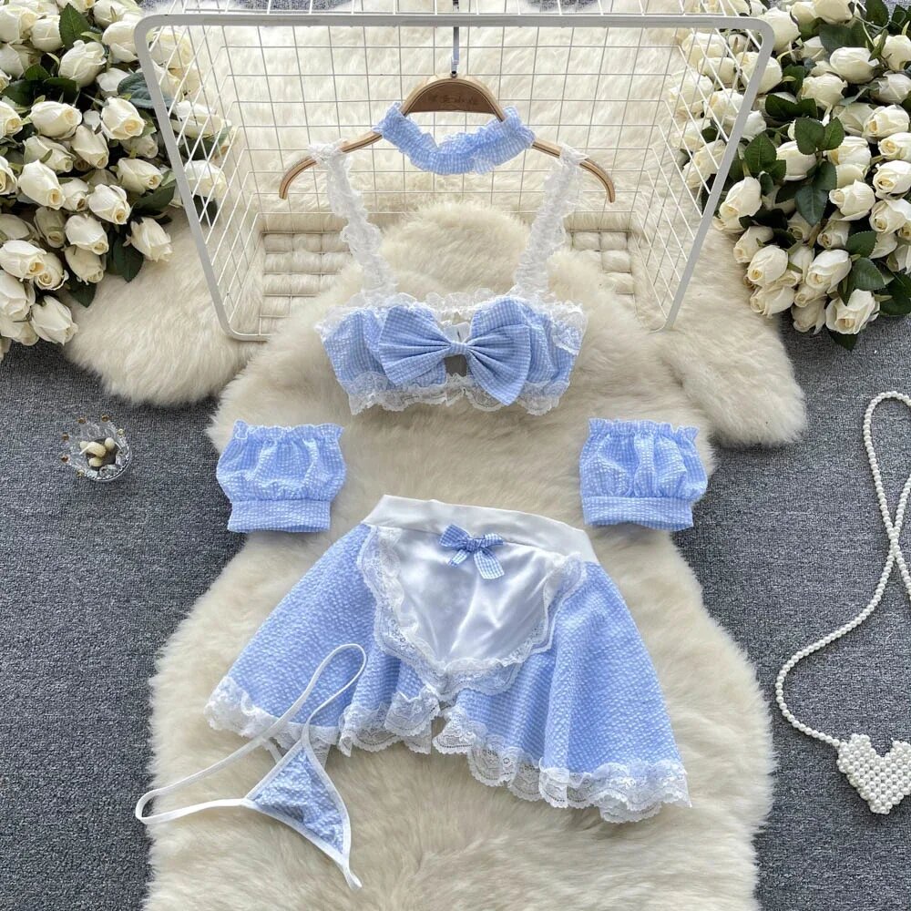 Кружевной пижамный комплект для женщин, S, Blue (QD138-Blue)