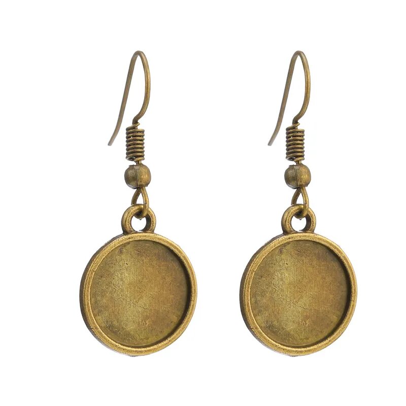 Винтажные Висячие Крючки для сережек, основа для сережек с кабошоном 12 мм, аксессуары для поделок «сделай сам», 10 шт./упаковка