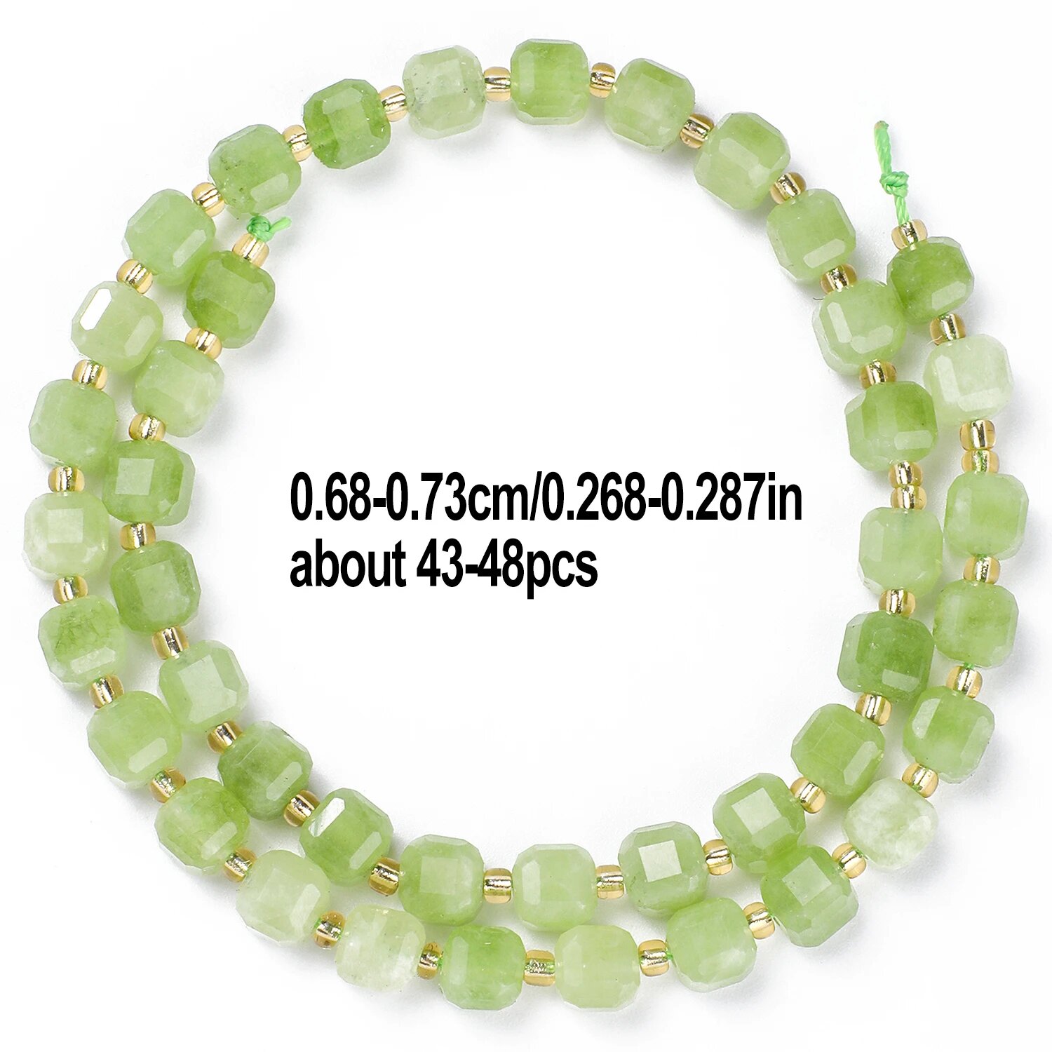 Зеленые агатовые бусины 0.68-0.73см, 43-48шт, olivine jade-2