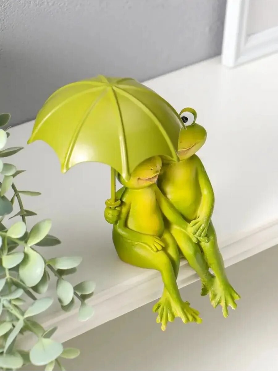 Очаровательный сувенир 'Лягушки под зонтом' 14 см