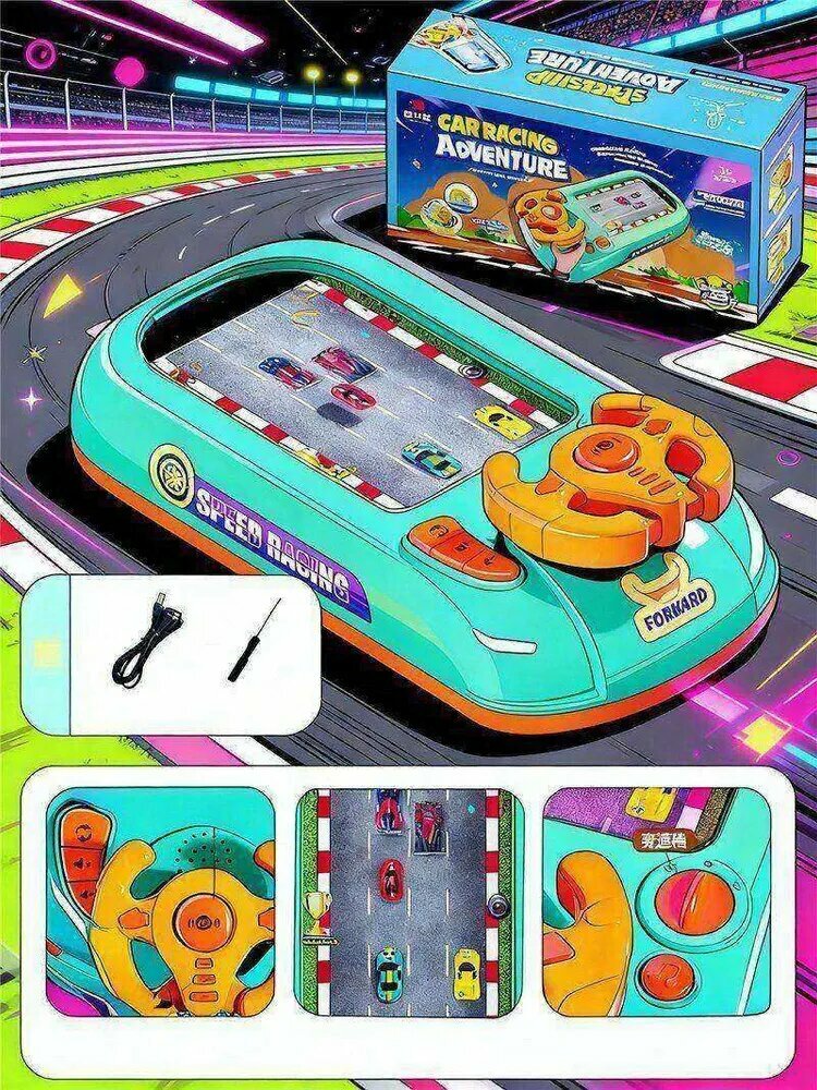 Новейшая версия детского музыкального электронного симулятора вождения, форма наземного катера, рулевое колесо/игровой руль, размеры 432114 см