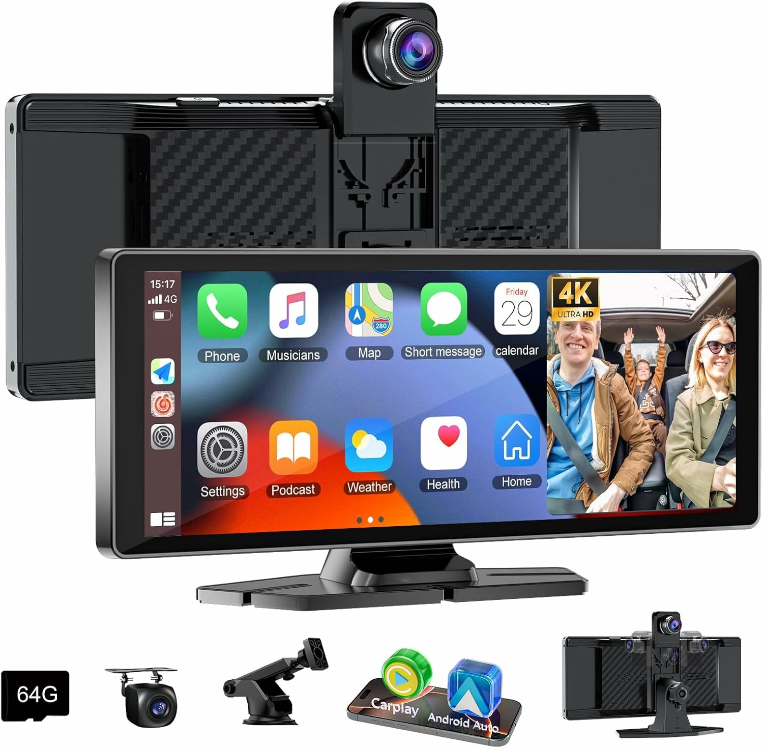 Экран Carplay для автомобиля, автомобильная стереосистема HD 10,26 дюйма для Apple Carplay и Android Auto с поворотной в