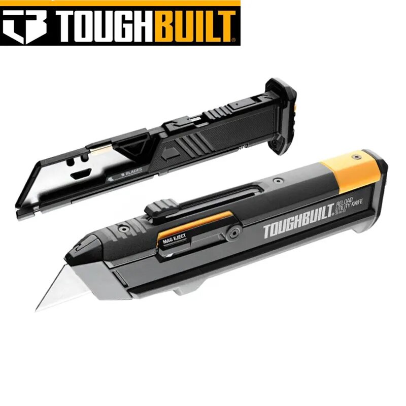 TOUGHBUILT TB-H4S2-03 Нож для перезарядки + 2 магазина для лезвий Быстросменный коррозионно-стойкий нескользящий хозяйственный нож