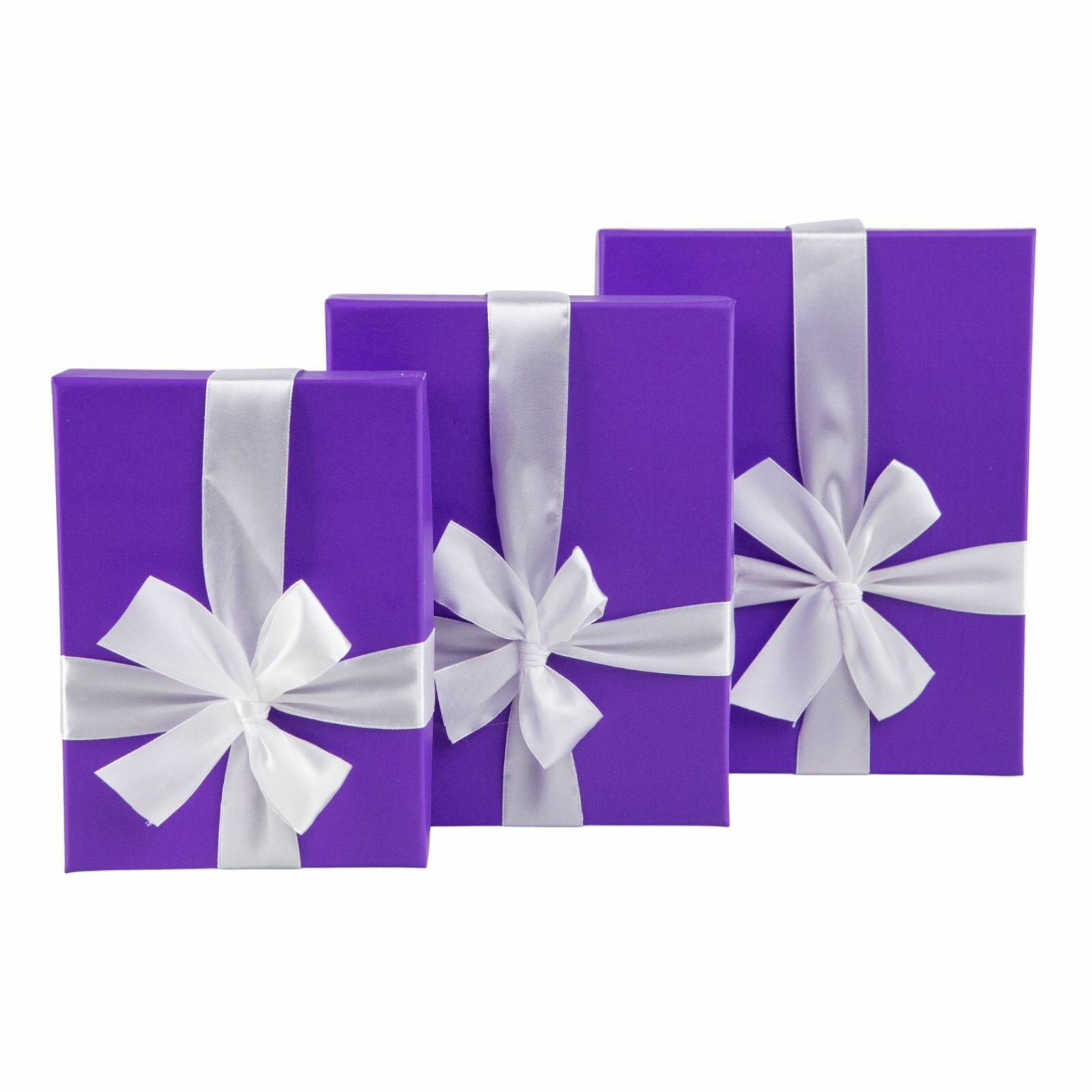 Набор подарочных коробок Браво 3 в 1, с бантом, фиолетовый цвет, картон
