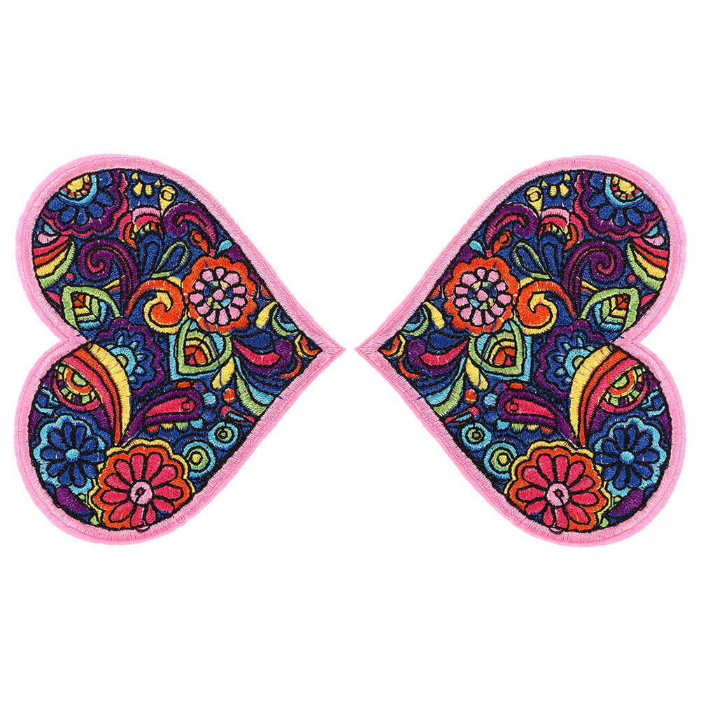 Вышитые нашивки, тканевые нашивки, декоративные наклейки, вышитые на компьютере этикетки, аксессуары для одежды, нашивки, 2 шт. в упаковке (2 сердечка).