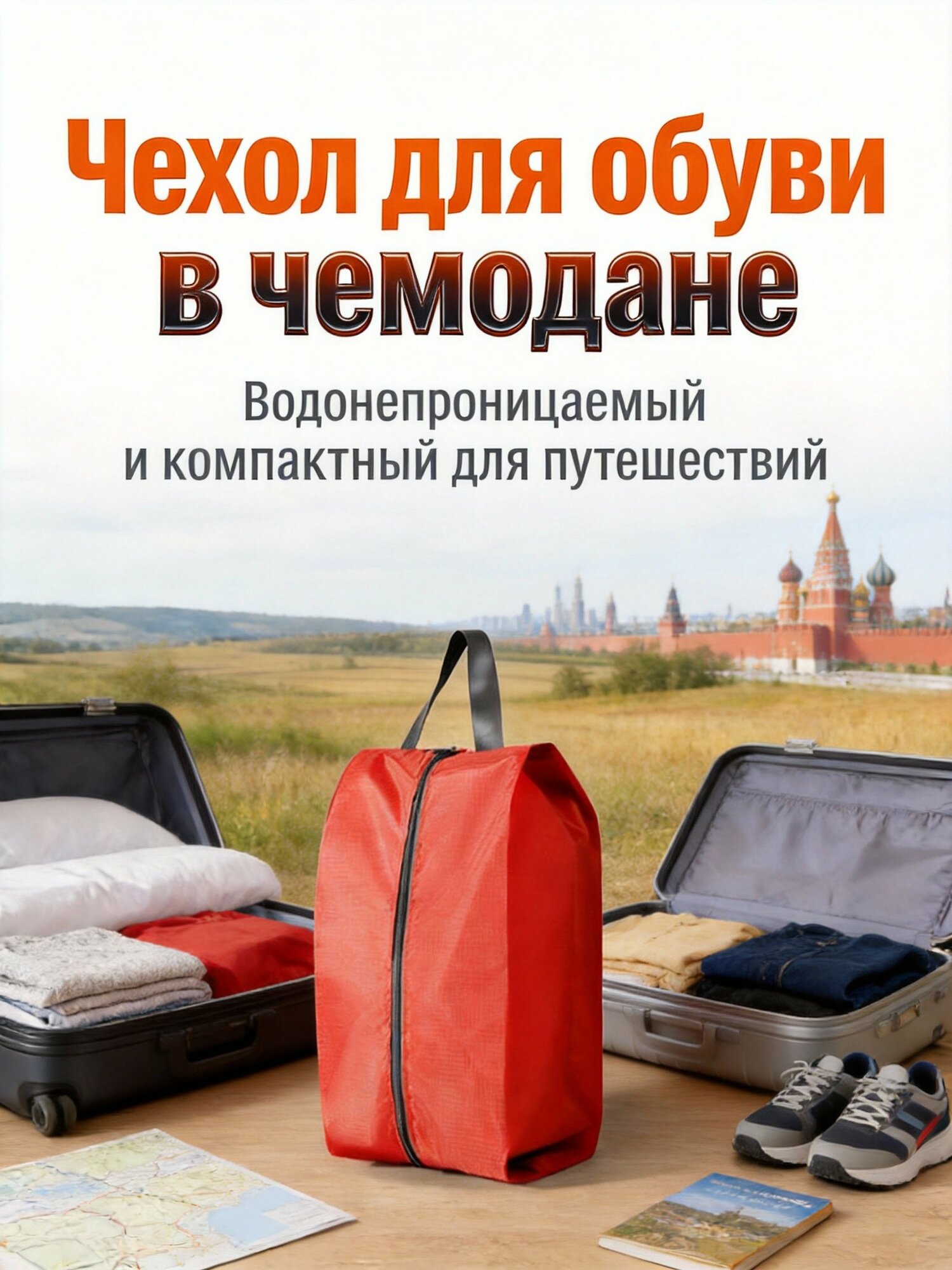 Водонепроницаемый чехол для обуви в чемодан, сумка для хранения и защиты от влаги и грязи при поездках