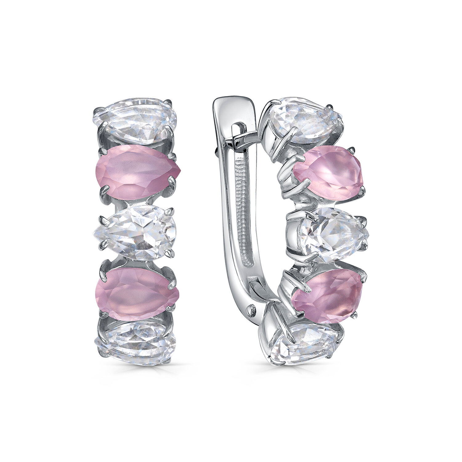 Серьги, серебро, 925 проба, кварц, горный хрусталь