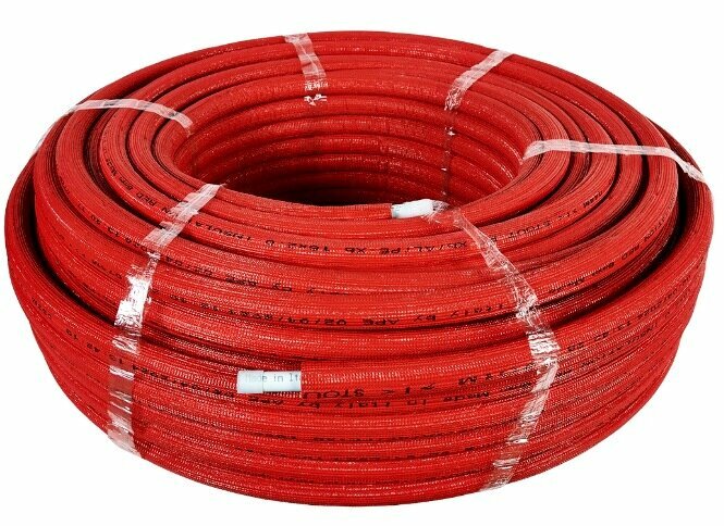 STOUT PEX-b/AL/PEX-b 16х2,0 (бухта 100 м) Труба металлопластиковая в теплоизоляции 6мм, красная