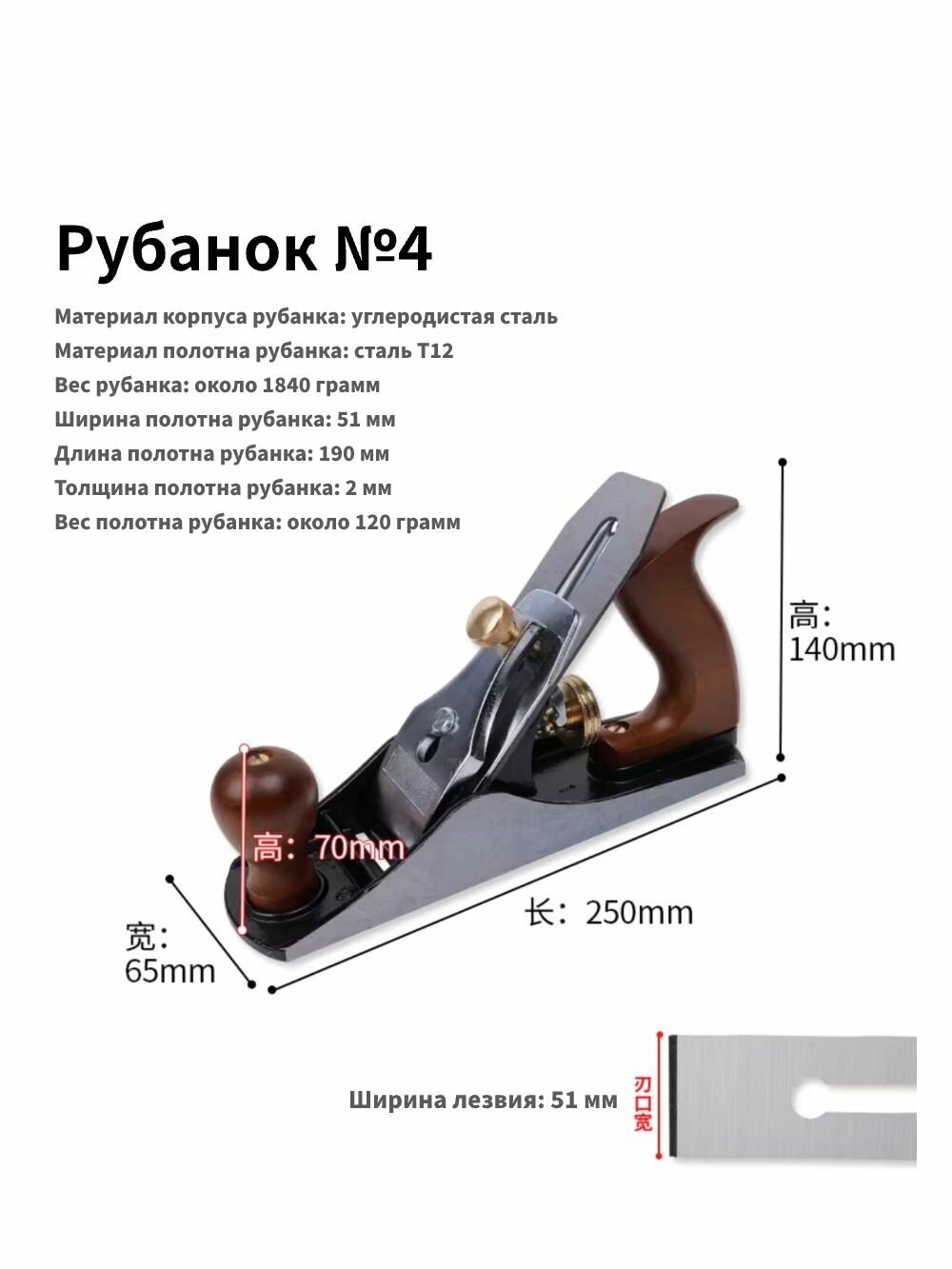 Рубанок Kraftwell европейского образца