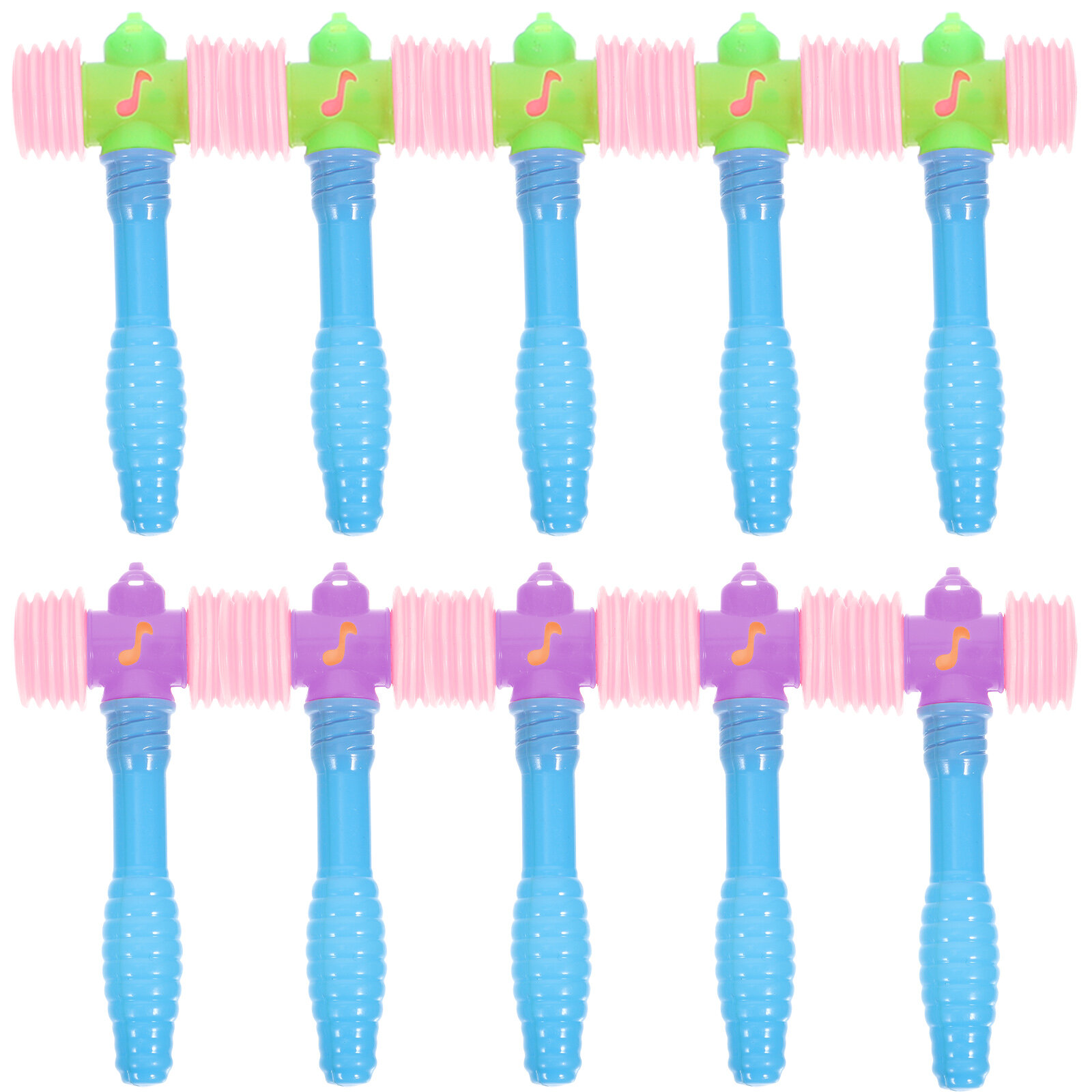 Набор из 10 пластиковых детских молотков с пищалкой для развивающих игр