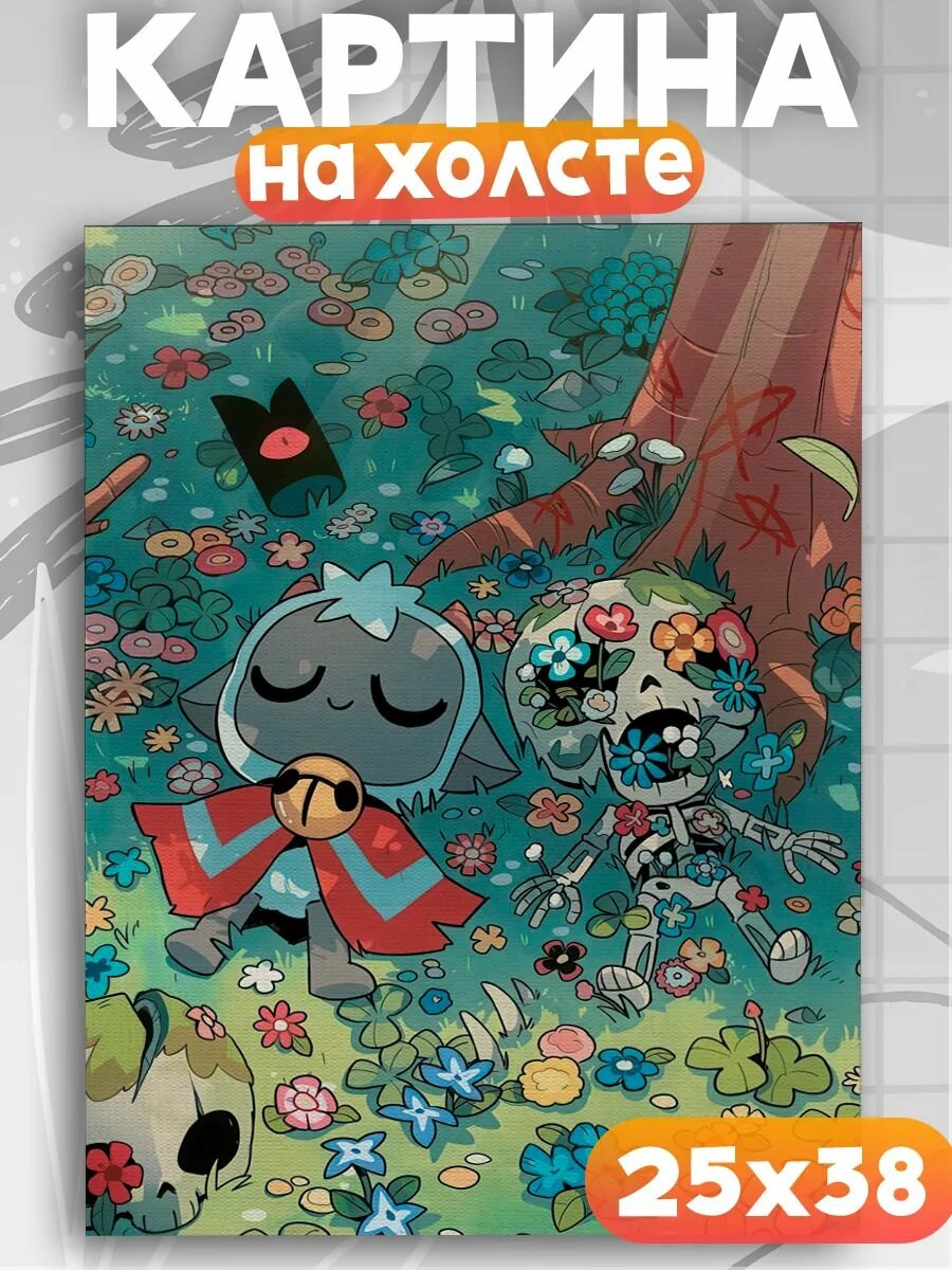 Картина на стену Cult of the Lamb, на подрамнике, 1шт, 38х25 размер.