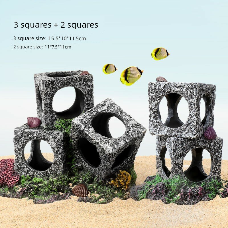 Декор для аквариума: полая пещера-укрытие, домик для креветок, место для отдыха, имитация водной прелести, ландшафтный