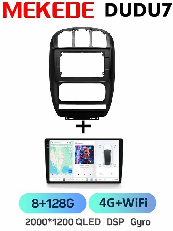 Магнитола Mekede 10" DUDU7 8/128 Gb для Dodge Caravan 4, Chrysler Voyager, Town&Country 2000-2007 (B) для carpay Android