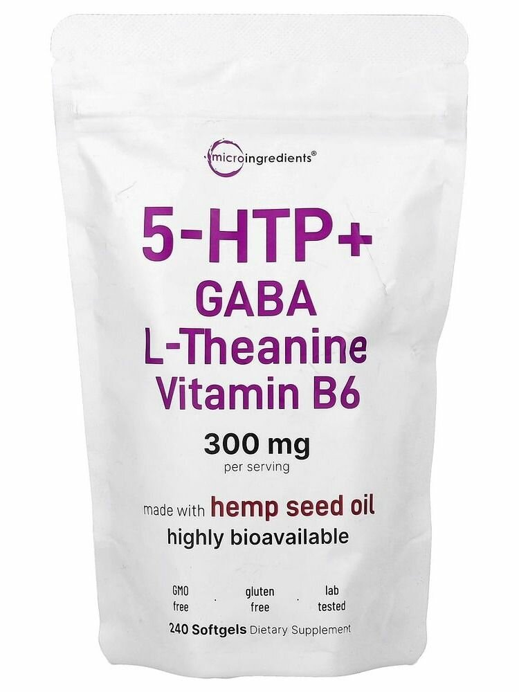 HTP + гамк, L-теанин, витамин B6, 240 капсул, Micro Ingredients