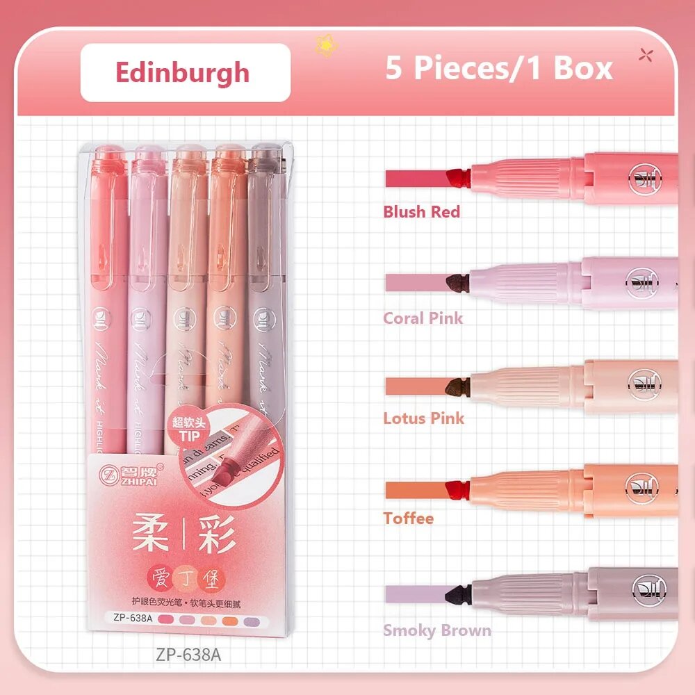 Текстовыделители Edinburgh 5 шт, Розовый, 01