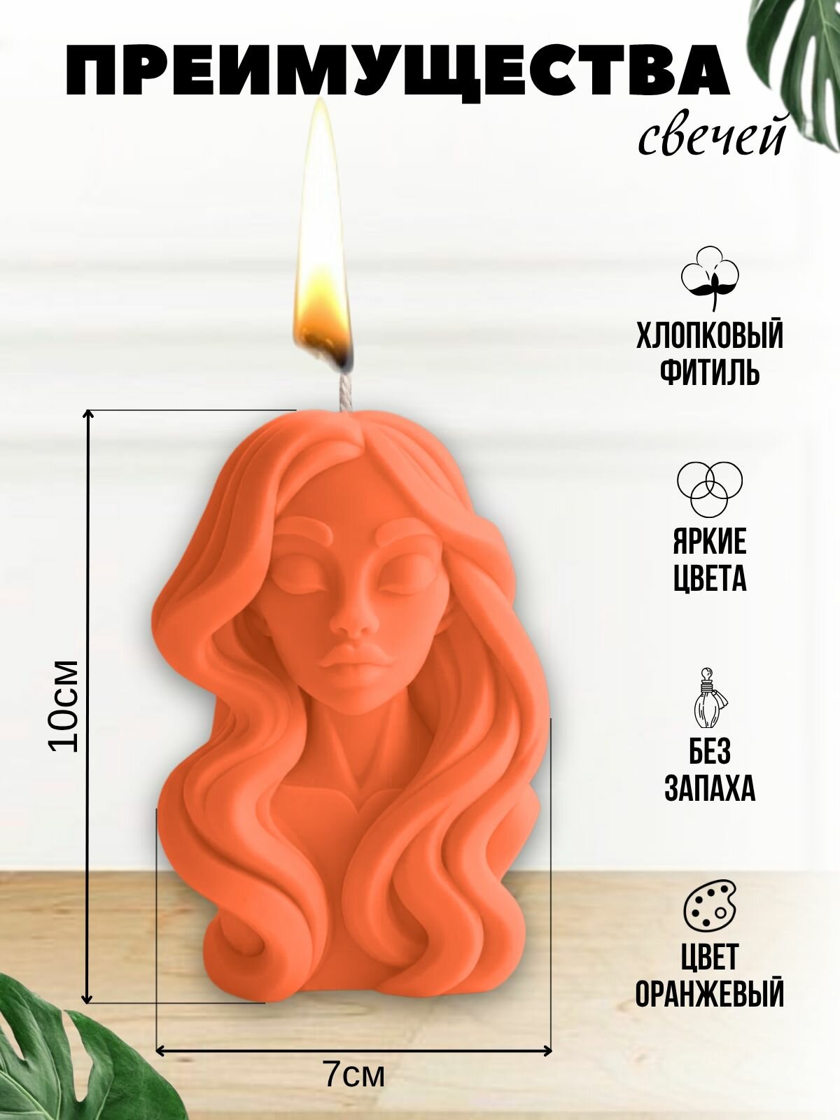 Свеча Девушка с губами и бровями — фото 1