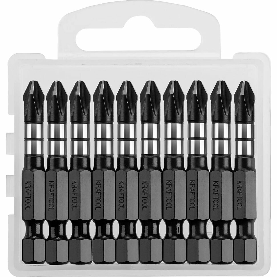 Бита KRAFTOOL Impact Pro PH2, 50мм, тип Е, 10шт/уп (26191-2-50-S10), 1711820