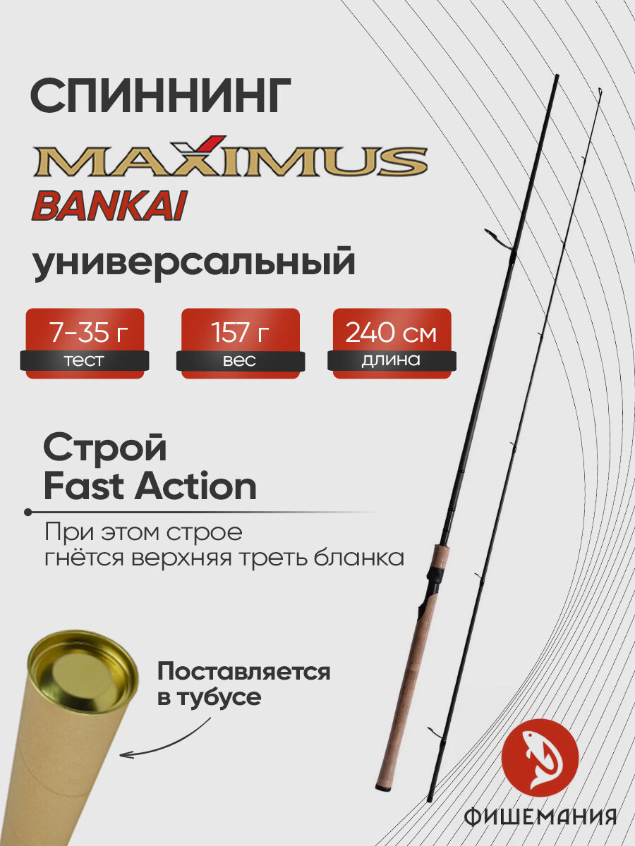 Спиннинг штекерный для рыбалки Maximus Bankai 24M 240 см тест 7-35 гр